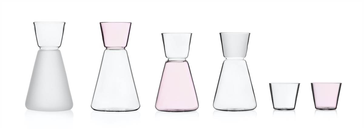 Mini sakè jug pink - clear
